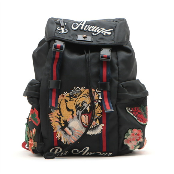 Gucci | Bags | Gucci Embroidered Tiger Head Nylon Backpack Rucksack ...